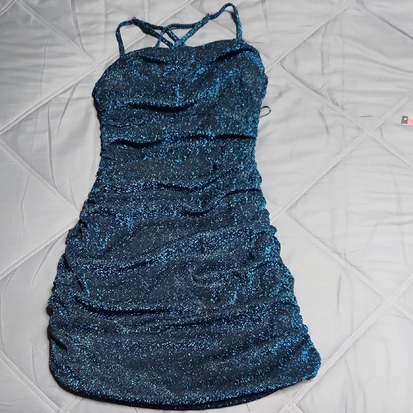 Princess Polly | Dresses | Princess Polly Blue Glitter Mini Dress ...